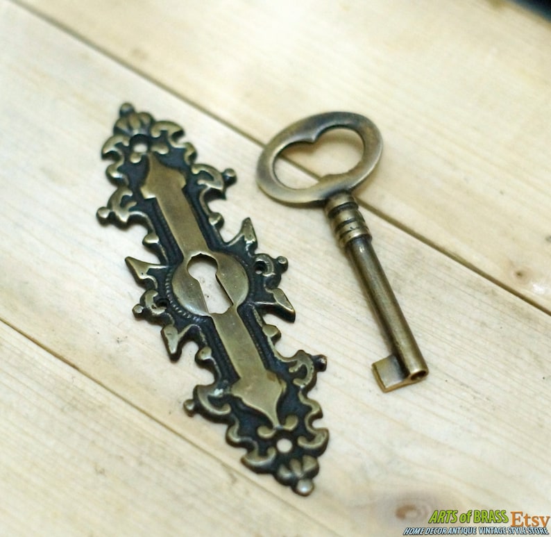 Set Antique Art Deco Front Gate Key Hole With Vintage Cabinet SKELETON ...