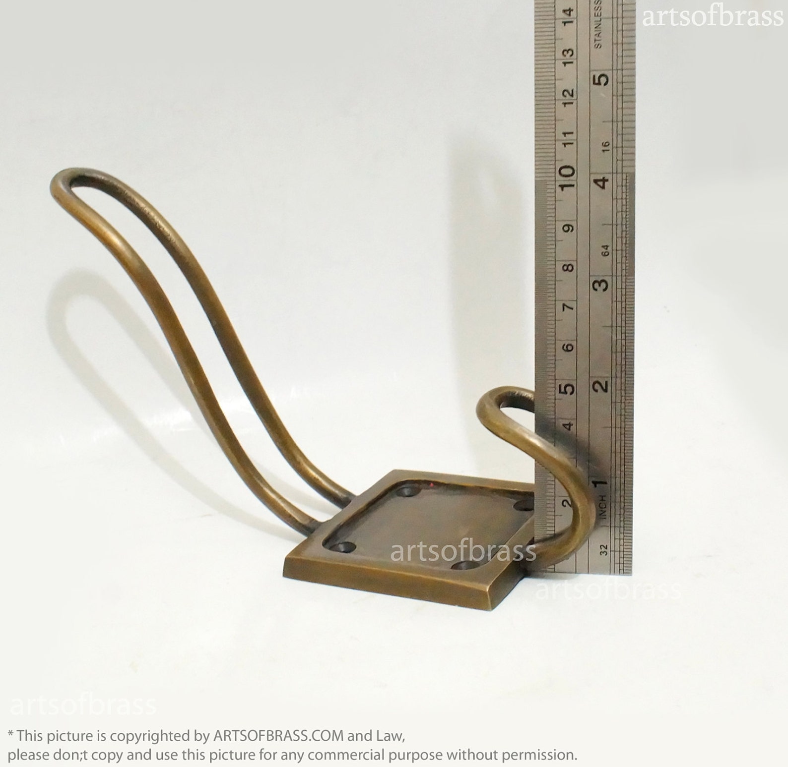 6.50 Lot of 2 Pcs Vintage Solid Brass Double HOOK Hanger - Etsy