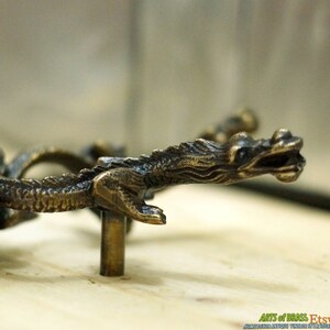 Rare 6.02" Pair Set Left and Right ANTIQUE Vtg CHINESE DRAGON Cabinet ...
