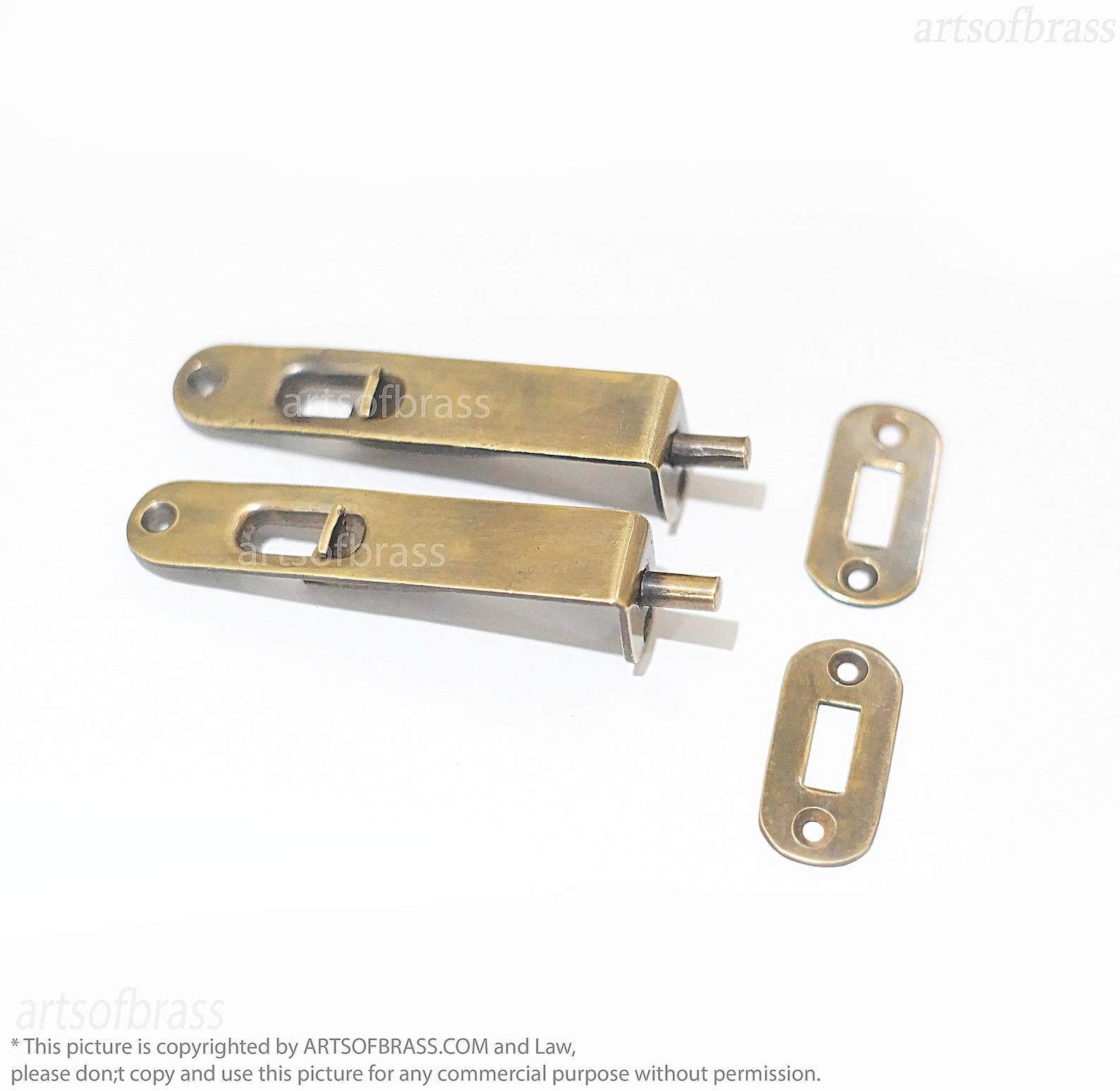 2 Pcs Vintage Brass Bolt Lock Door Flush Latch Bolt Door Buckle Pulls ...