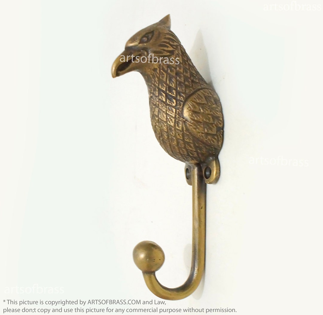 6.50" Inches Vintage Eagle, Falcon Bird Animal Hook Antique Solid Brass ...