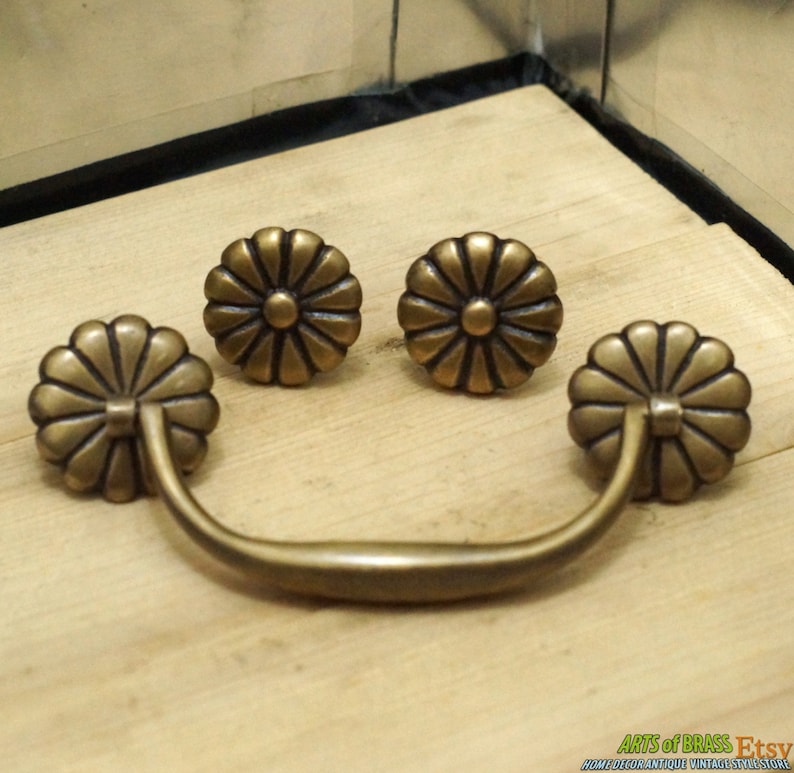 Complete Set Vintage Flowers Rosette Bails Handle and Round | Etsy