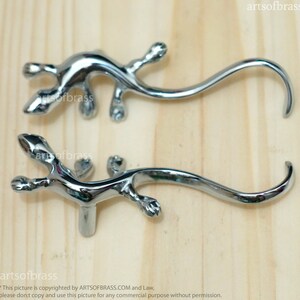 4.84" Inches Pair 2 Pcs CHROME Finishing LIZARD Gecko Solid Brass Cabinet Brass KNOB Drawer ...