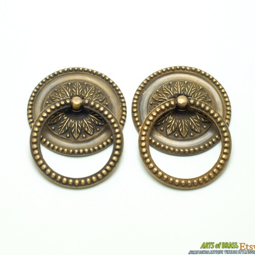 Lot of 6 Pcs Vintage Brass Victorian Floral Round Ring Pull | Etsy