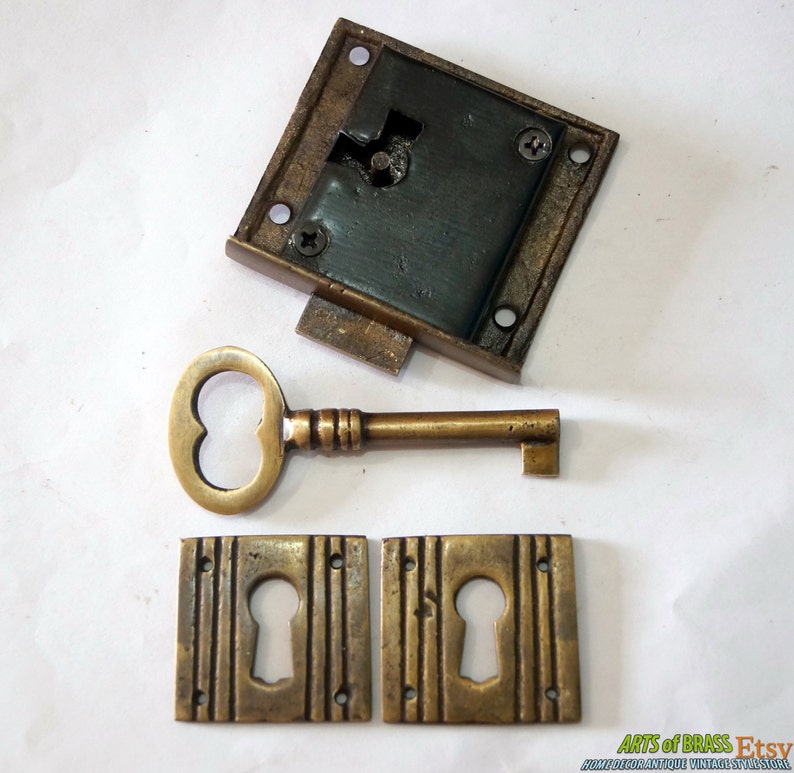 Set Brass Key Lock and SKELETON Key With Western Classic Key Hole ...