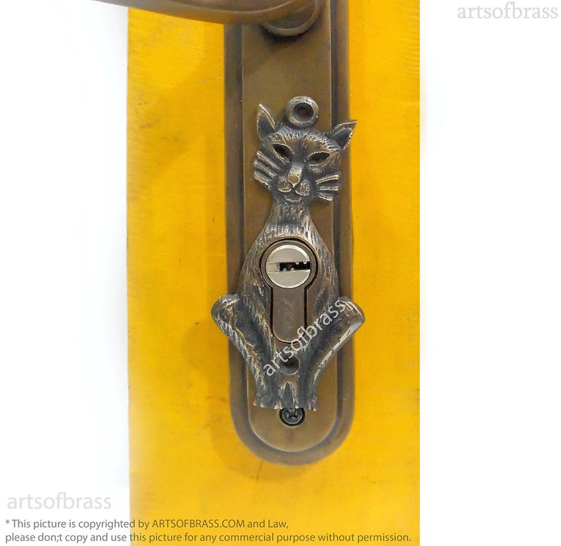 4.01 Inches 2 Pcs Vintage Solid Brass CAT Lover Keyhole | Etsy