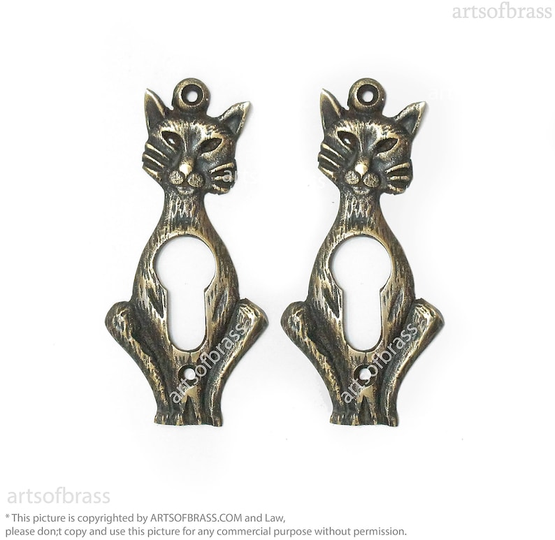 4.01 Inches 2 Pcs Vintage Solid Brass CAT Lover Keyhole - Etsy