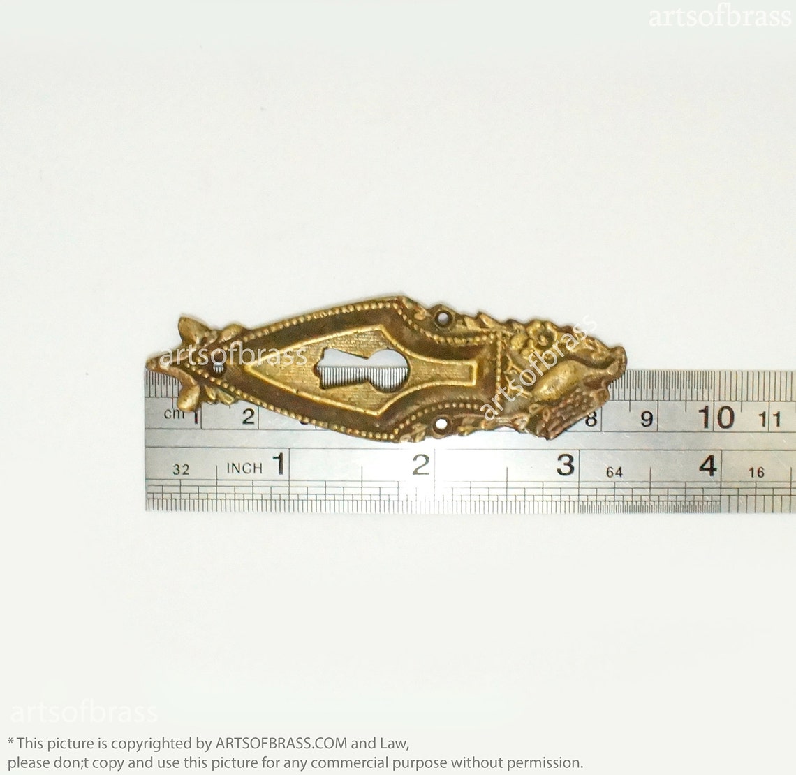 Antique Brass Victorian Shield Key Hole Plate With Set Vintage Skeleton ...