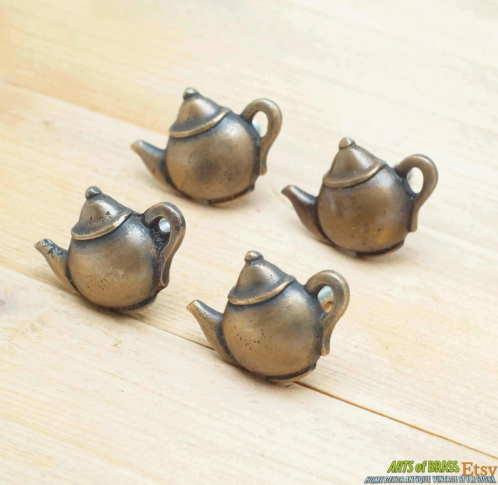 Lot of 4 Pcs Vintage Retro TEAPOT Kitchen POT Solid Knobs Handle Solid ...