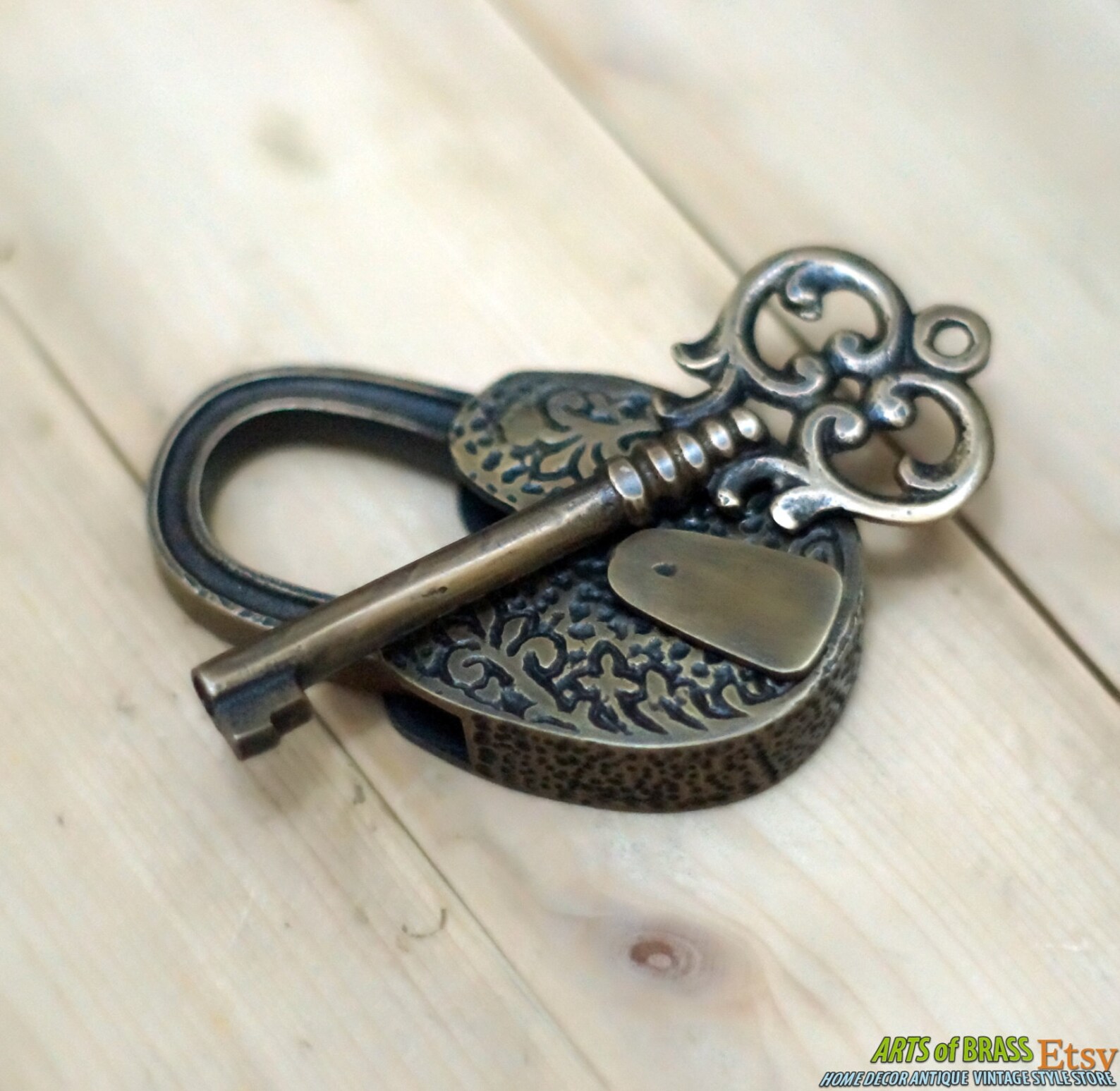 Antique Long Neck Flowers Carved PADLOCK with BIG SKELETON | Etsy