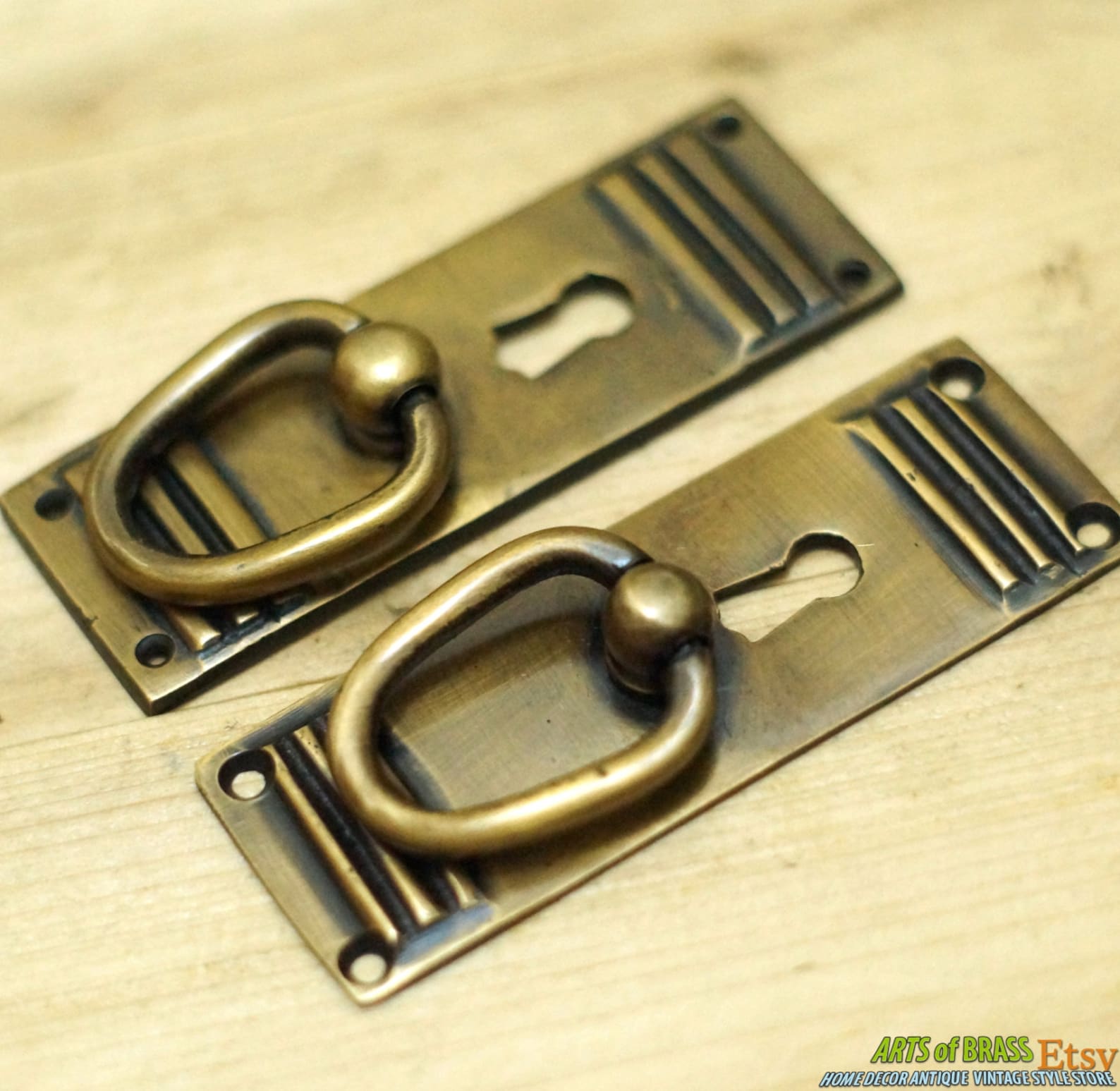 3.50 Inches of 2 Pcs Vintage Key Hole Handle Art Deco Colonial Antique ...