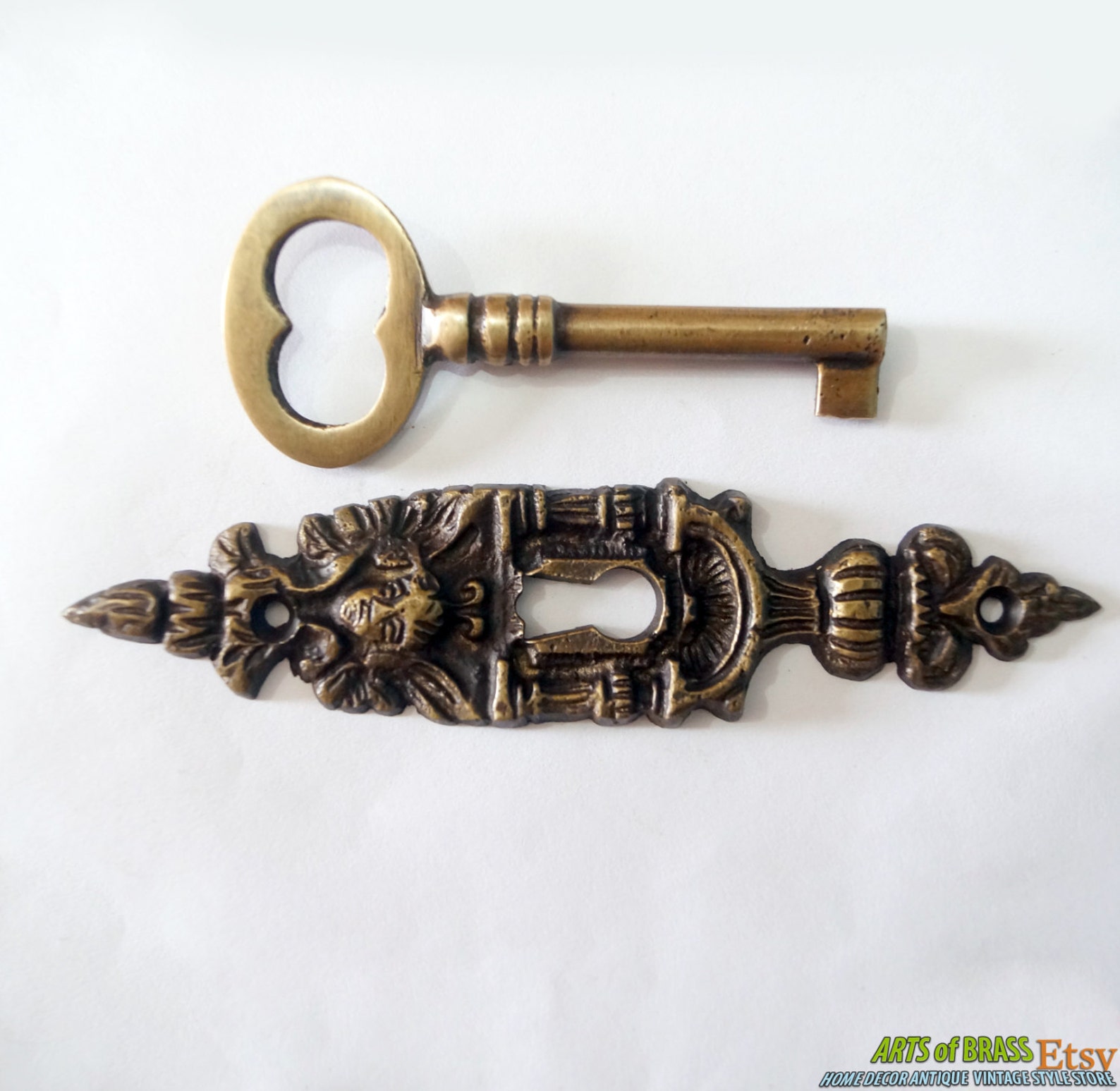 Set Key Lock and SKELETON Keys With TOWER GATE Key Hole Antique Vintage ...