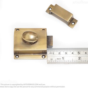 Unlacquered Brass Door Latch Cabinet Drawer Lock Knob Pull - Vintage ...