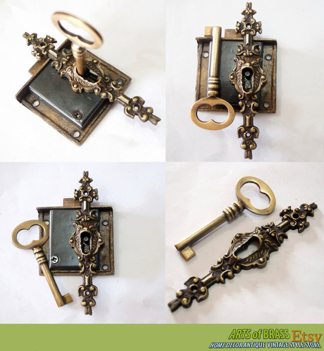 Set Vintage Key Lock and SKELETON Key With LION MOUTH Antique - Etsy