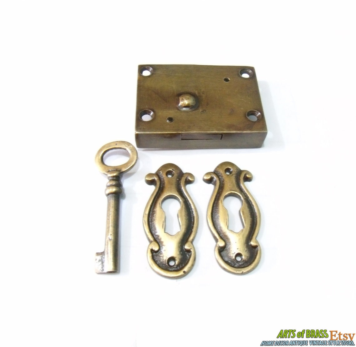 Set Vintage ESCUTCHEON Key Hole Cover Plates With Antique BRASS ...