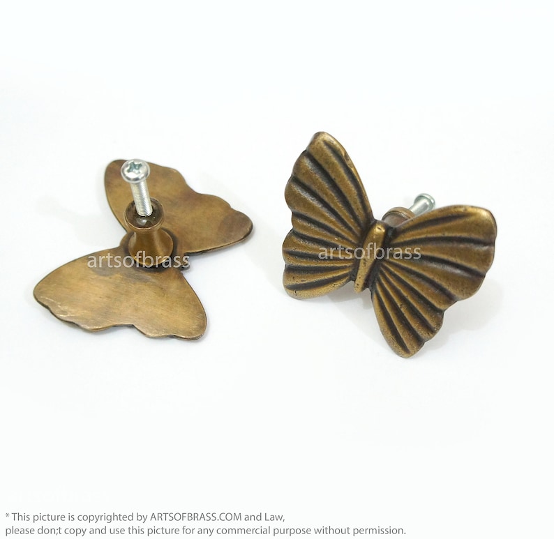 Lot of 4 Pcs Vintage Retro Butterfly Handle ANTIQUE Solid - Etsy