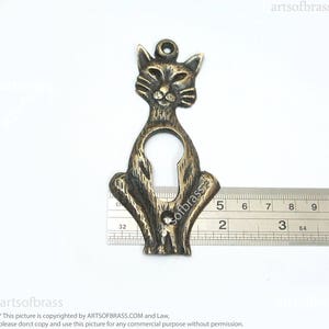 4.01" Inches 2 Pcs Vintage Solid Brass CAT Lover Keyhole Cover Plate ...