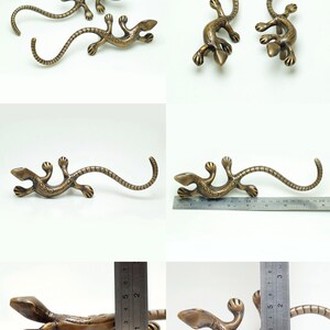 7.95" Inches Pair 2 Pcs Vintage Detail GECKO LIZARD Solid Brass Cabinet Brass KNOB Drawer Pull ...