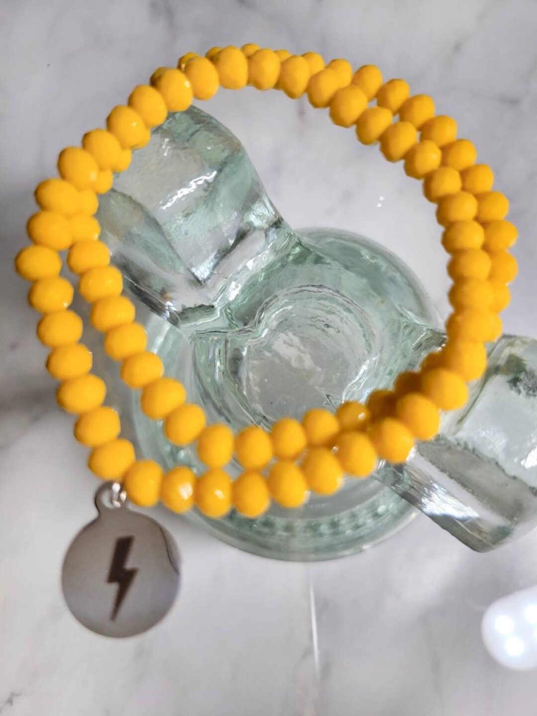 Sarah Sunshine Stack Stretch Bracelet Silver Lightning Bolt Charm - Etsy