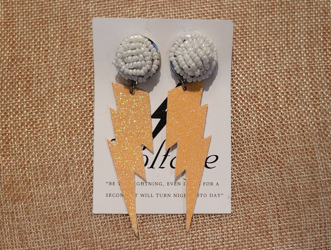 Glitter Lightning Bolt With Seed Beads - Etsy