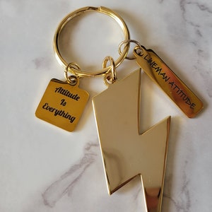 GOLD Attitude is Everything Lightning Bolt Key Chain Planner Charms - Etsy