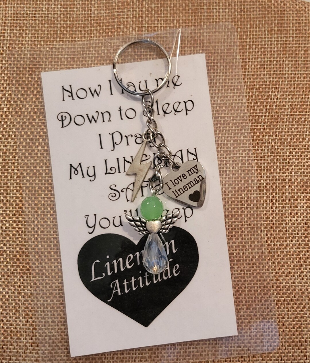 Linemans Prayer, Angel Key Chain, Lineman Attitude, Key Ring, Crystal ...