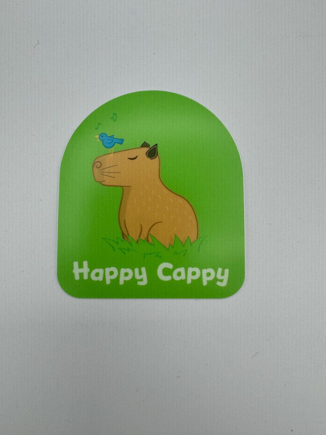 Happy Cappy Vinyl Sticker Decal (2.5 Inch × 3 Inch) Cute Capybara With ...