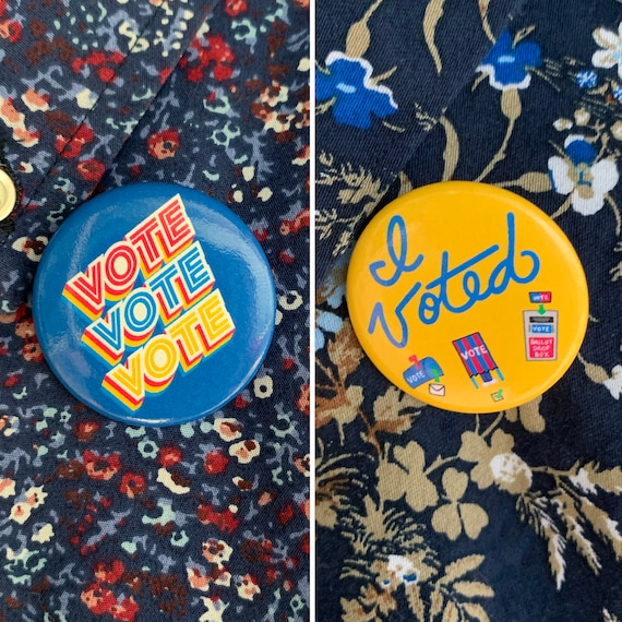 I Voted Button 2 Pack two 1.5 X 1.5 Inch Pin Back Buttons | Etsy