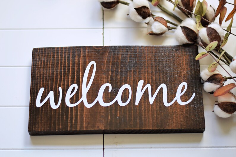Small Welcome Sign Farmhouse Style Wood Welcome Sign - Etsy