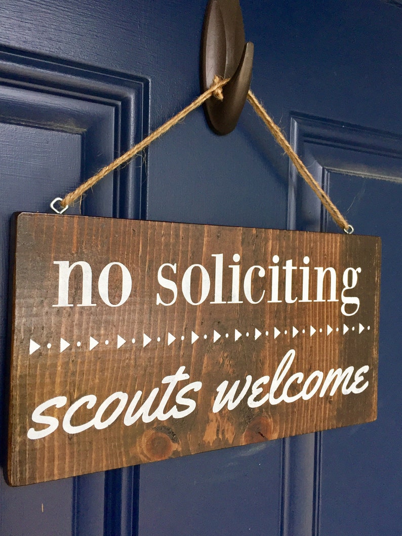 No Soliciting Scouts Welcome Wood Sign - Etsy