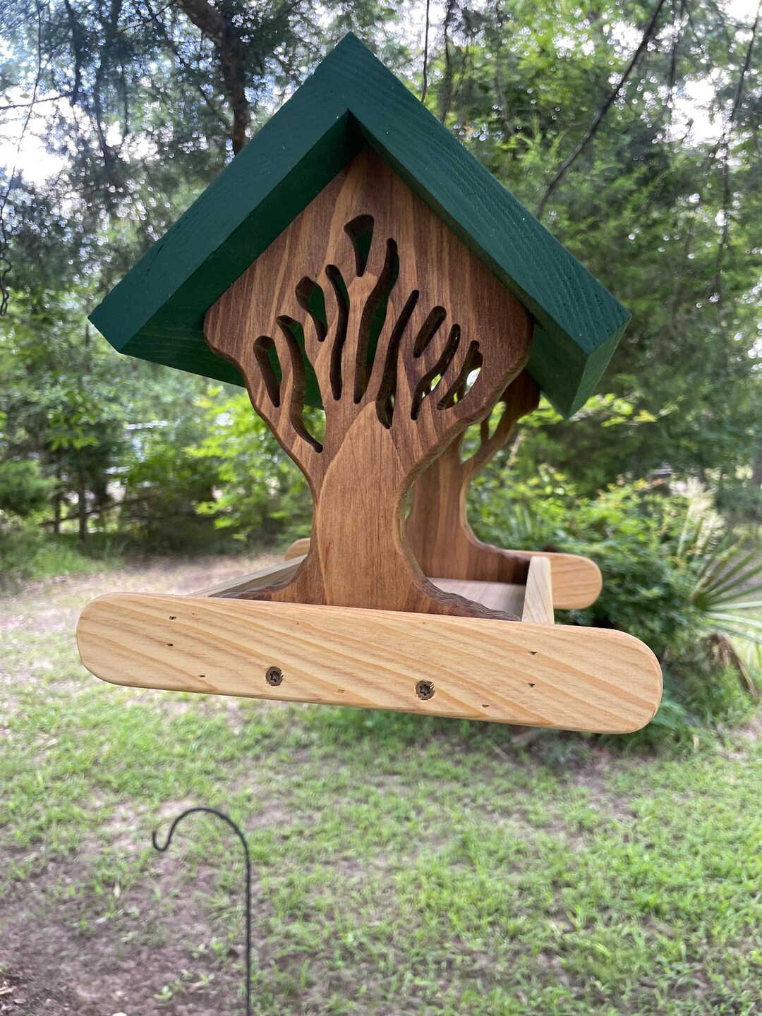 Cypress Wood Multi Stained Feeder With Unique Tree Design Cut Out. Eye ...