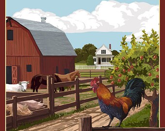 Barnyard scene | Etsy