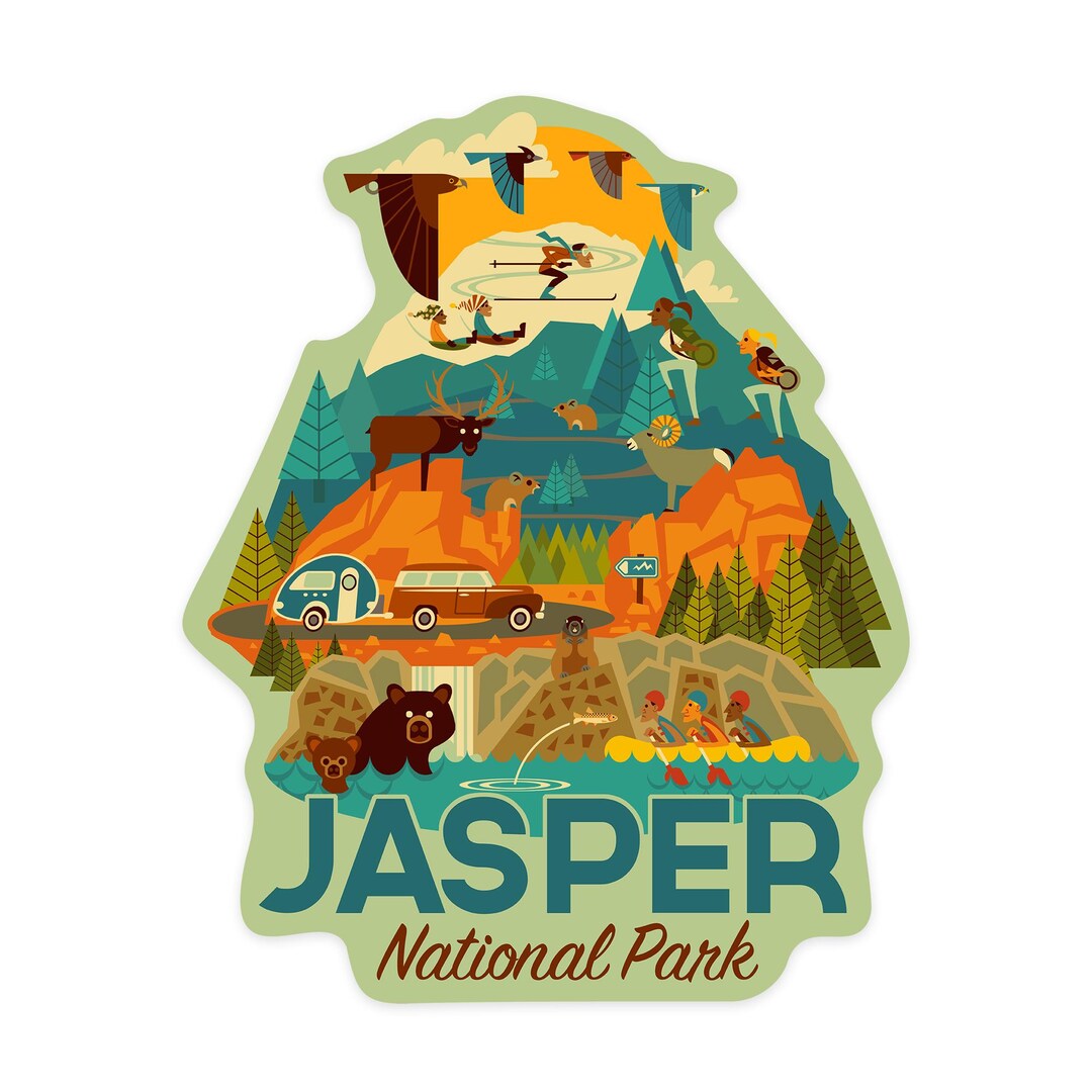 Sticker, Jasper National Park, Canada, Geometric, , Vinyl Die Cut ...
