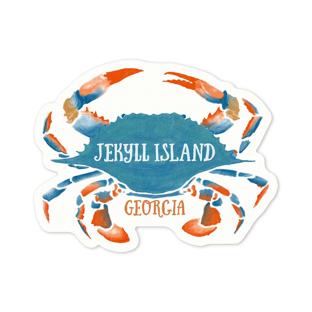 Sticker, Jekyll Island, Georgia, Blue Crab, Watercolor, , Vinyl Die Cut ...