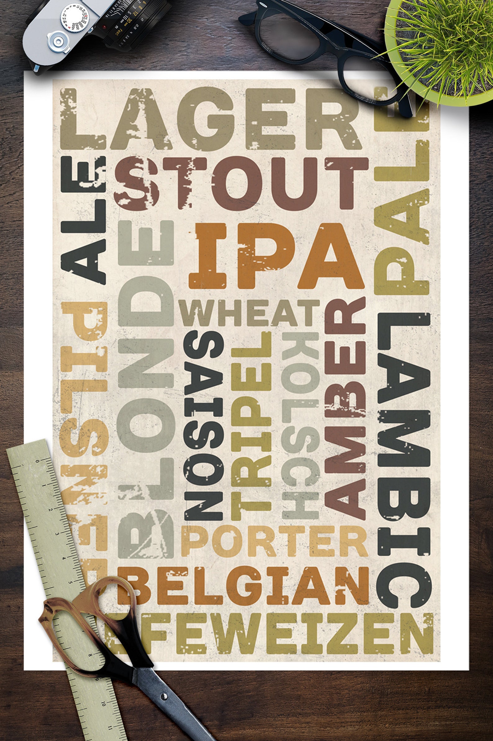 Prints Signs Beer Typography Types of Beer Lantern Press | Etsy