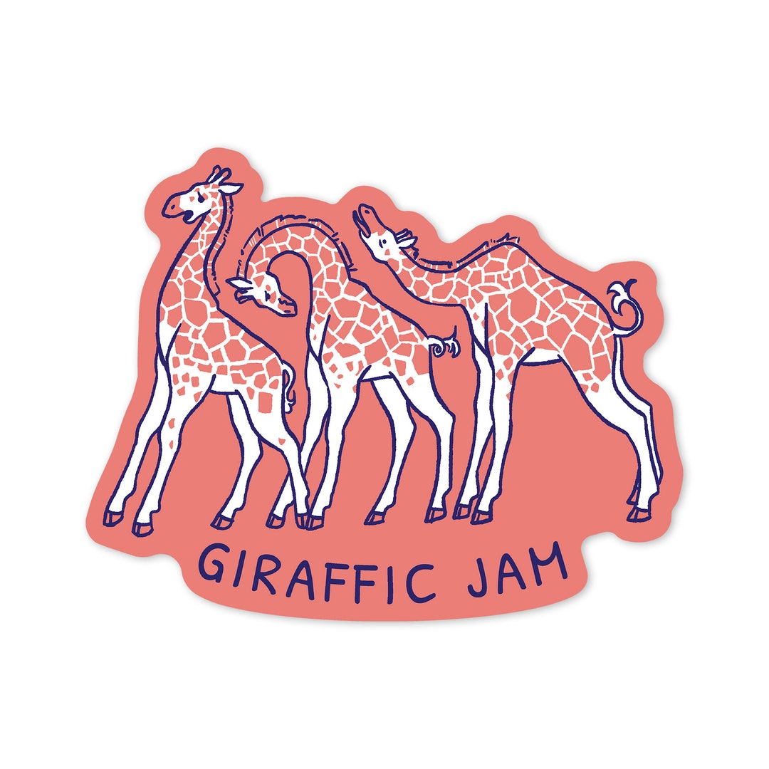 Sticker, Humorous Animals Collection, Giraffe, Giraffic Jam, Contour ...