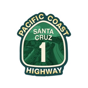 Sticker Santa Cruz California Coast Highway Sign Contour - Etsy