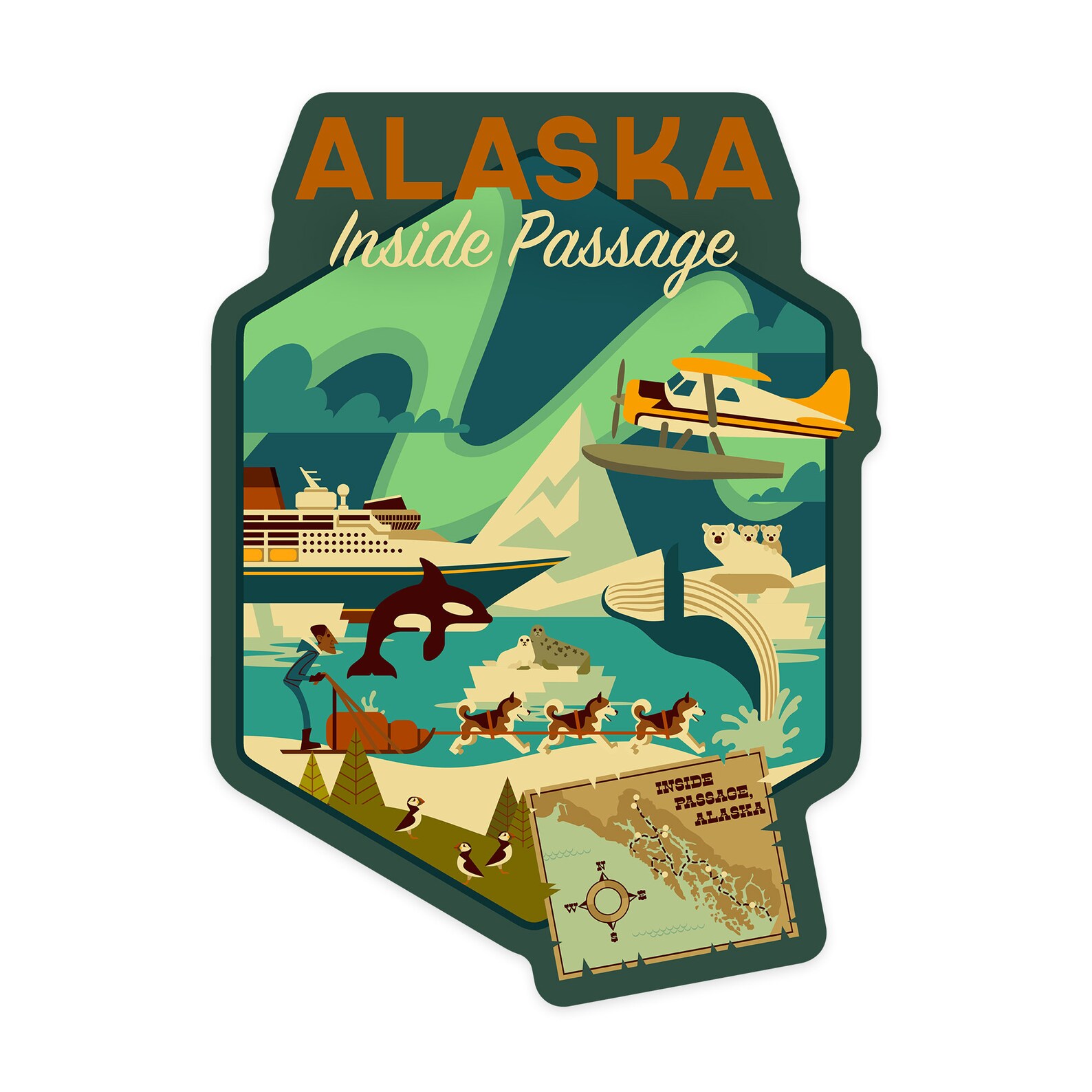 Sticker Alaska Inside Passage Geometric Contour Lantern - Etsy