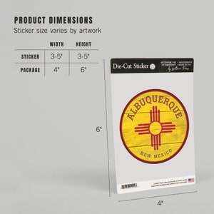 Sticker, Albuquerque, New Mexico, State Flag, Rustic Painting, Contour ...