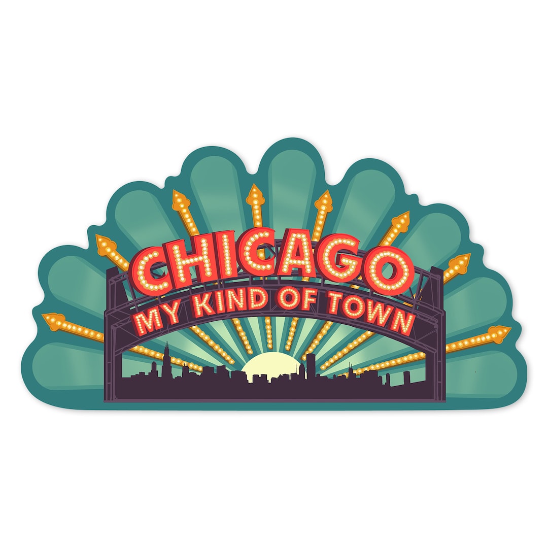 Sticker, Chicago, Illinois, Marquee, Contour, Lantern Press Artwork ...