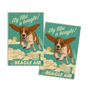 Birch Wood Beagle Retro Aviation Ad Sustainable Sign or - Etsy