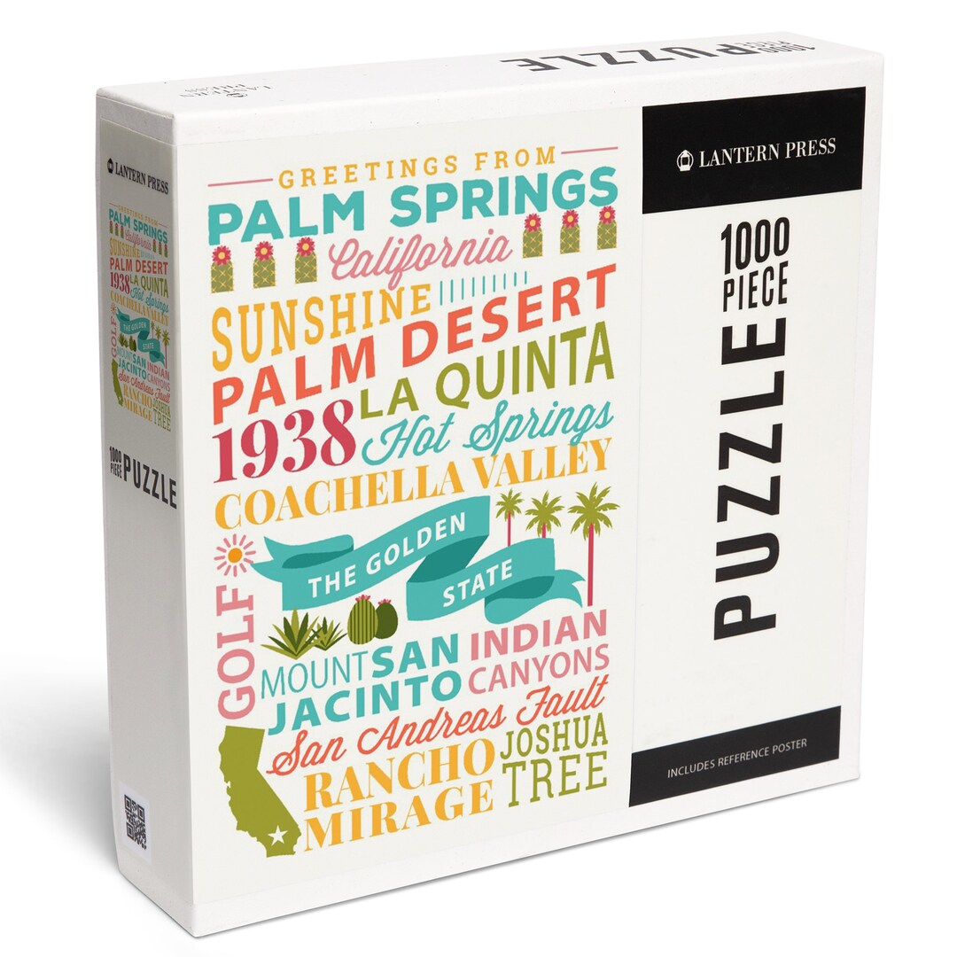 Puzzle, Palm Springs, California, Stacked Typography, 1000 Pieces ...