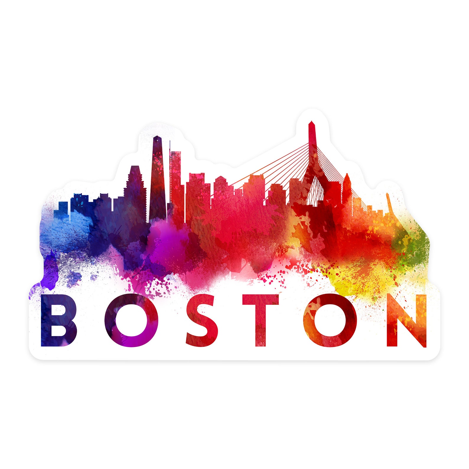 Sticker Boston Massachusetts Skyline Abstract cream - Etsy