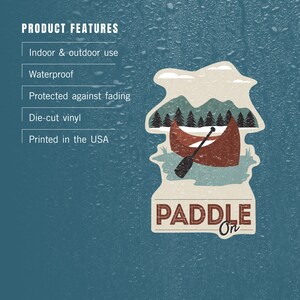 Sticker, Paddle On, Canoe, Vector, Contour, Lantern Press Artwork ...