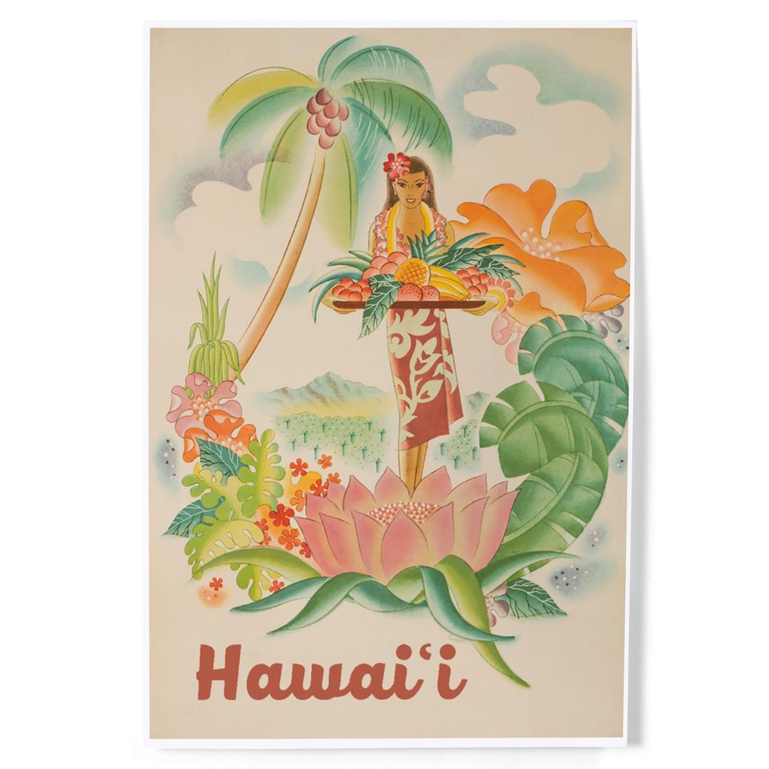 Prints, Hawaii, Vintage Welcome, Posters, Hang Ready - Etsy