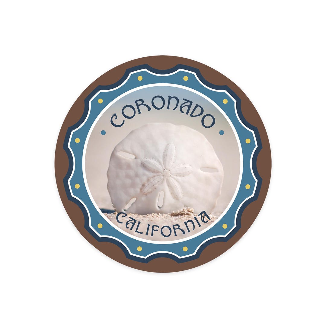 Sticker, Coronado, California, Sand Dollar and Beach, Contour , Vinyl ...
