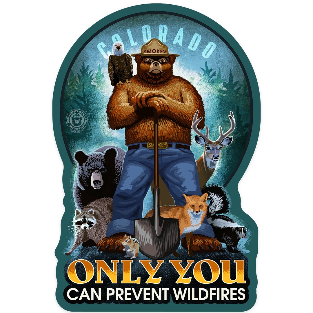 Sticker Colorado Smokey Bear and Friends Only You Can - Etsy