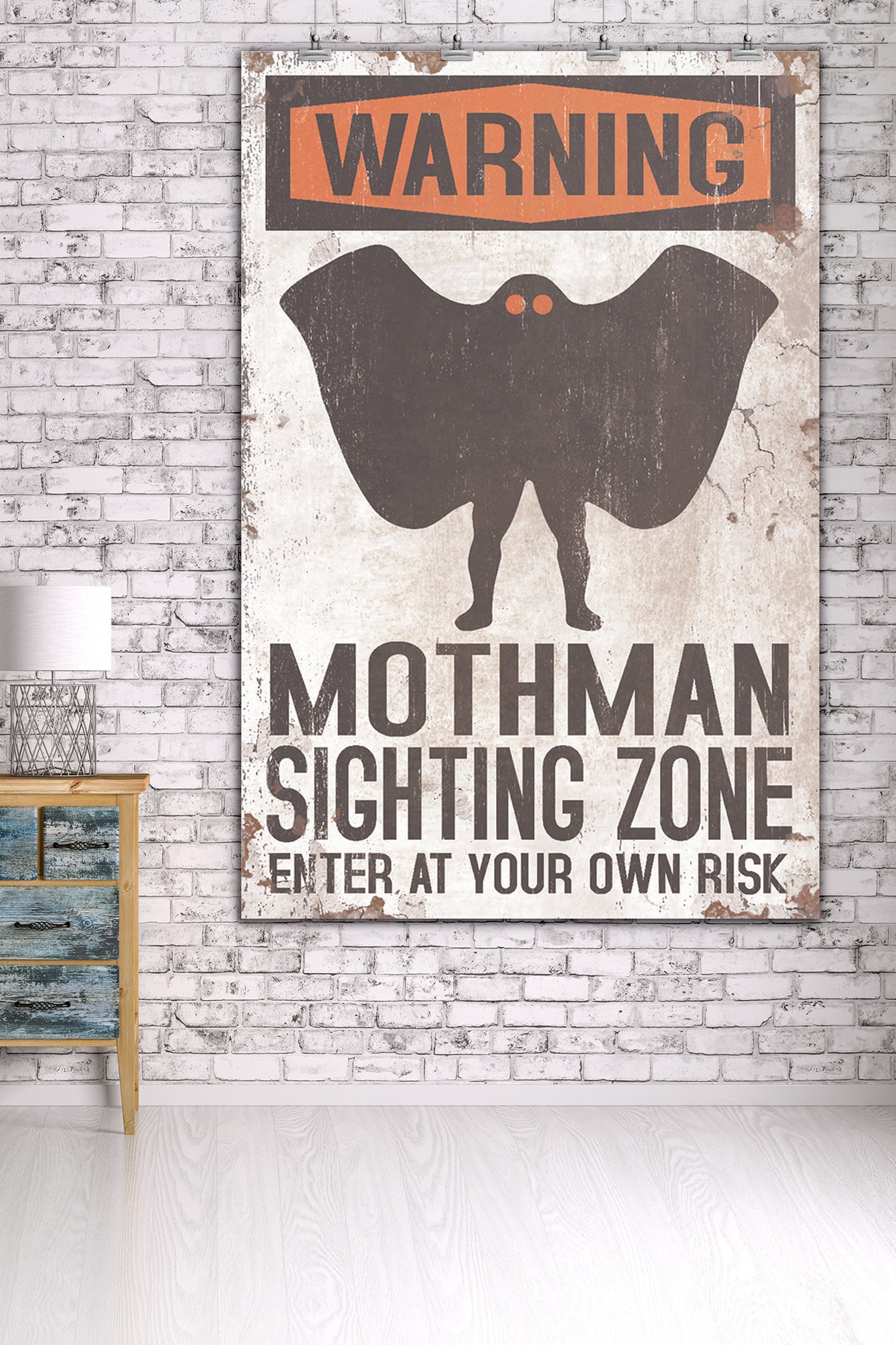 Prints Signs Mothman Cryptid Mothman Sighting Zone Enter - Etsy