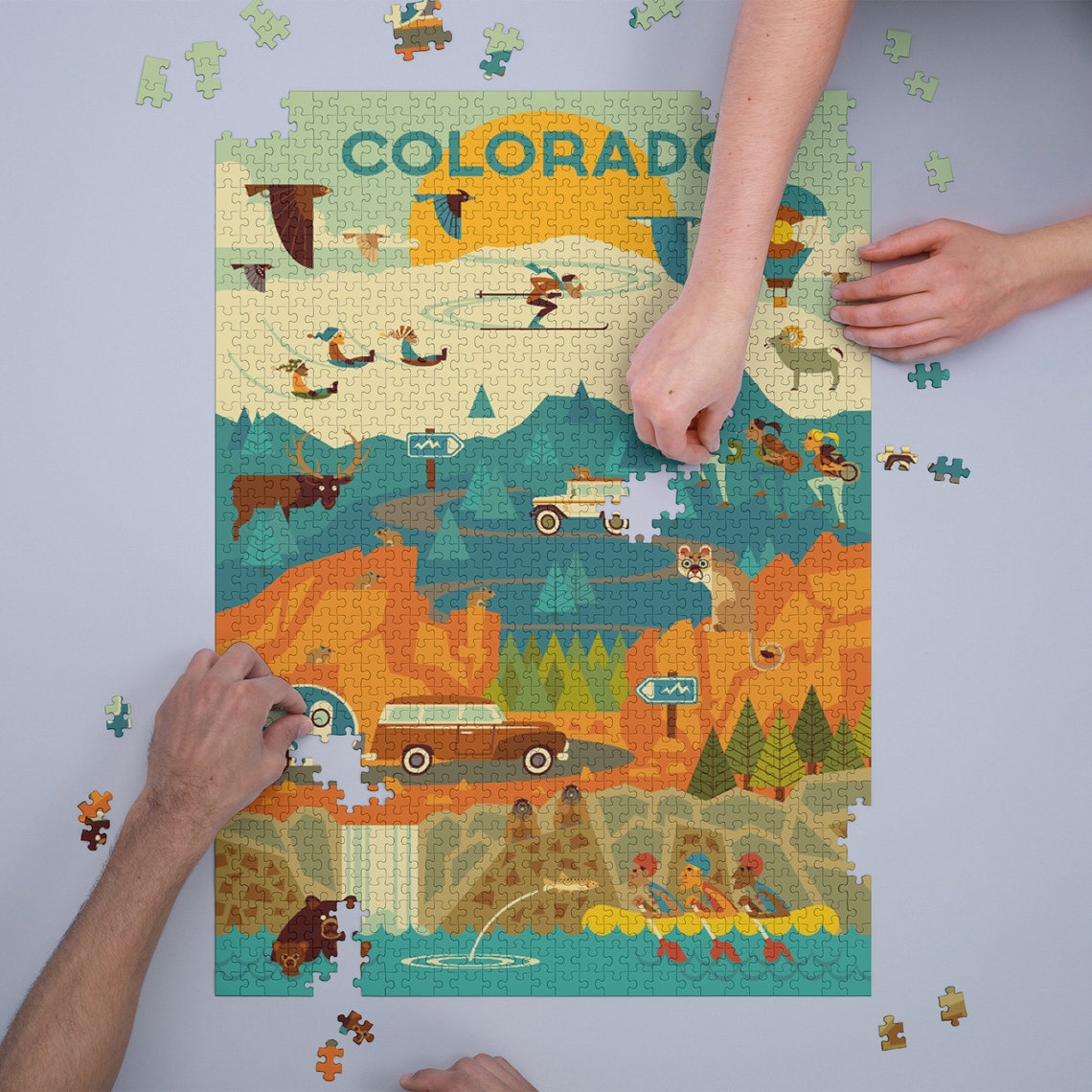Puzzle Colorado Geometric 1000 Pieces Unique Jigsaw - Etsy