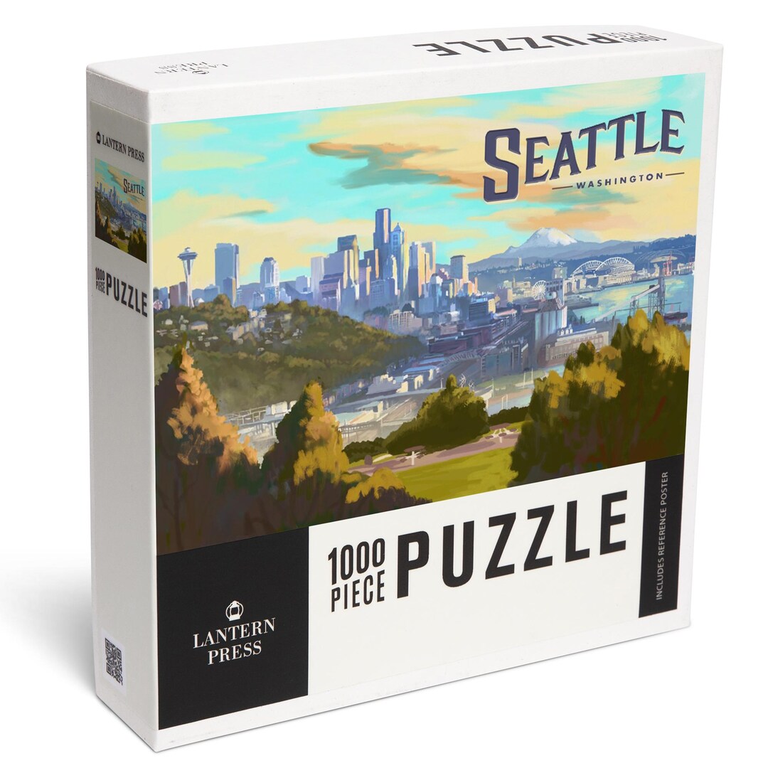 Puzzle, Seattle, Washington, Skyline, Oil Painting, 1000 Pieces, Unique ...